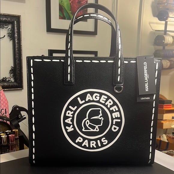 Karl Lagerfeld | Bags | Karl Lagerfeld Black Leather Tote Bag 2 X 11 X ...